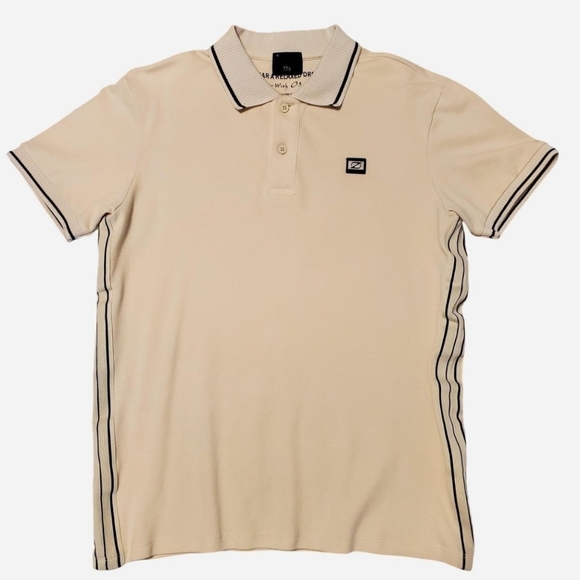 O3 Ozoon | Shirts | Elegant Beige Polo Shirt With Black Accents | Poshmark